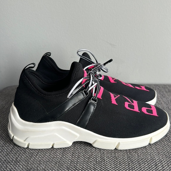 Shoes | Prada Womens Xy Knitted Logo Sock Sneakers 37 7 | Poshmark